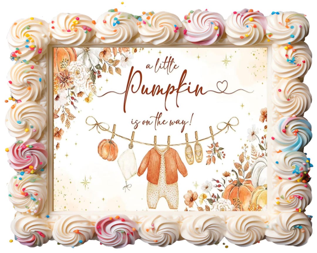 Little Pumpkin on the Way Clothesline Edible Image Baby Shower Party ...