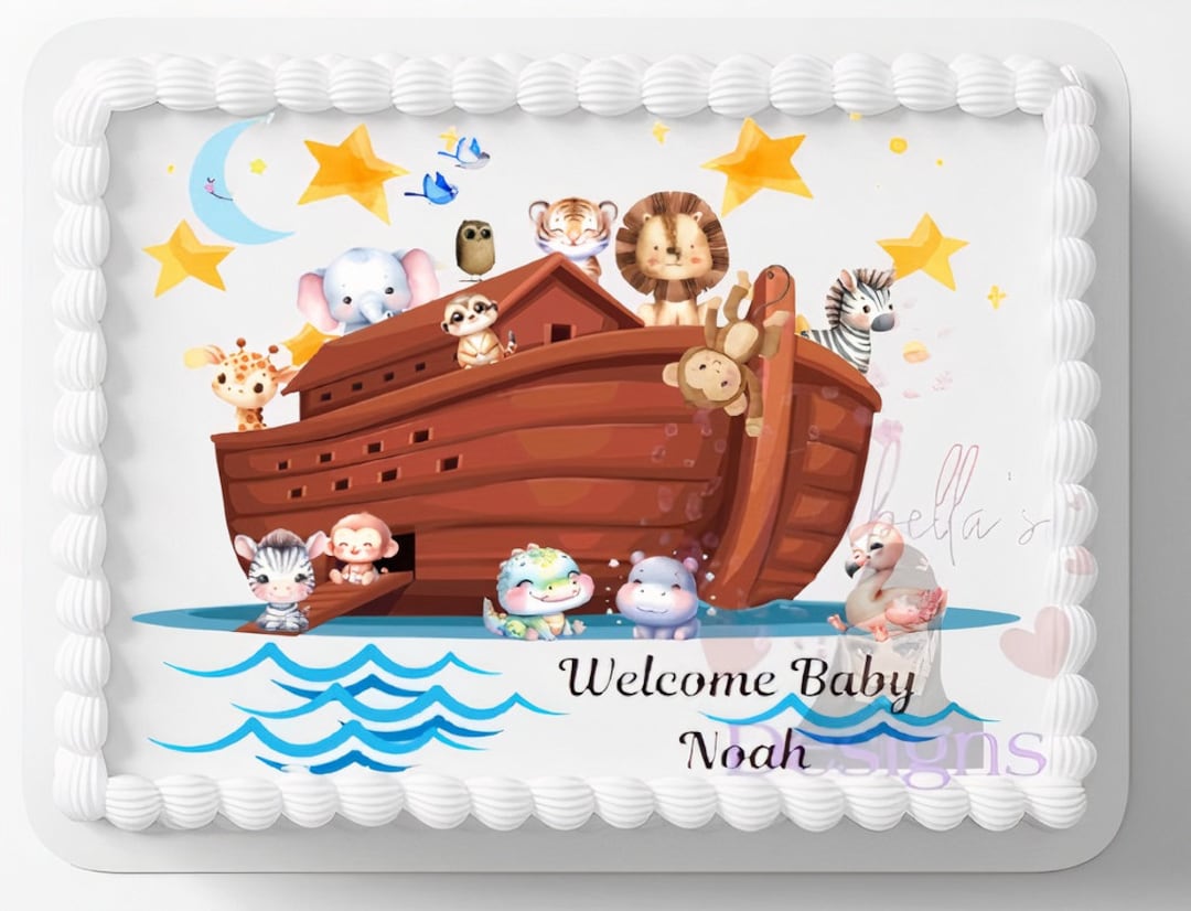 Noah's Ark Cute Baby Animals Edible Image Gender Neutral Baby Shower ...