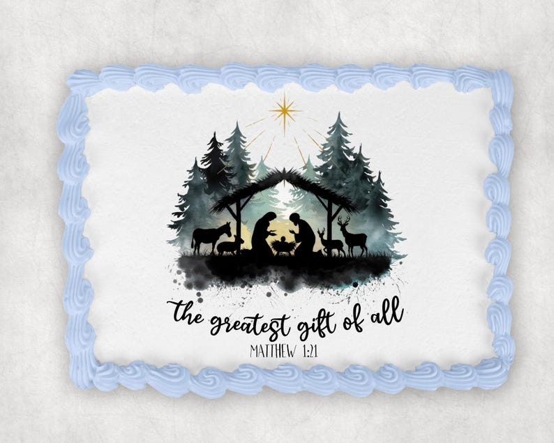 Christmas Nativity Jesus Birth Religious Edible Image Greatest Gift of ...