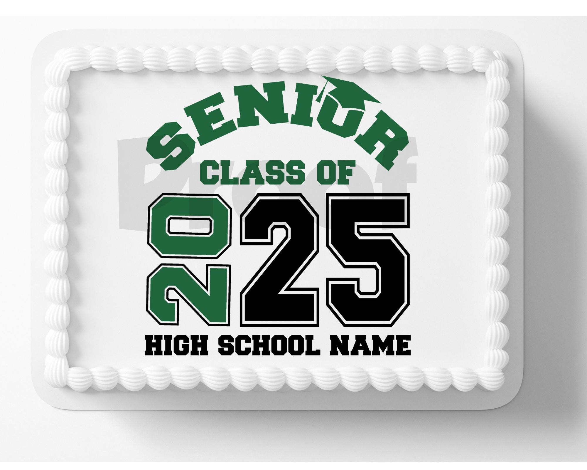 Senior Any School Colors Class 2025 Themed Edible Image Graduation ...