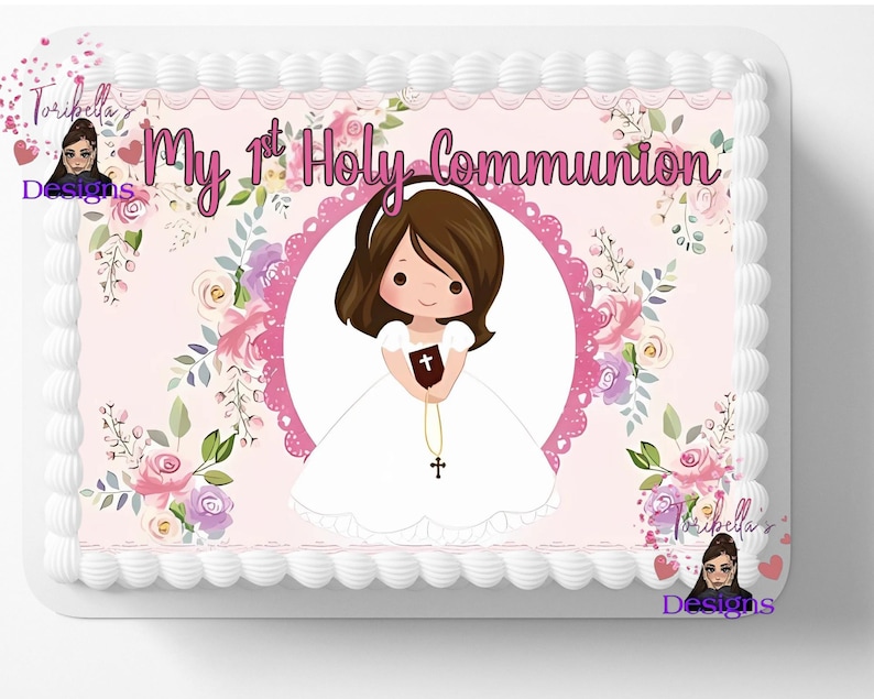 Girl 1st First Communion Edible Image Religious Church Themed Party ...
