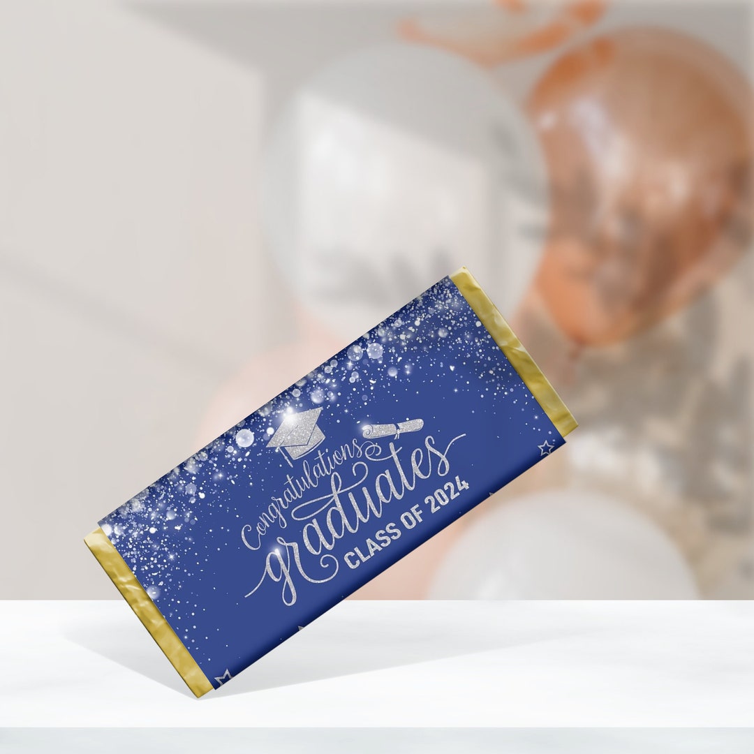 12 Customized Blue Class of 2024 Graduation Theme Adhesive Candy Bar ...