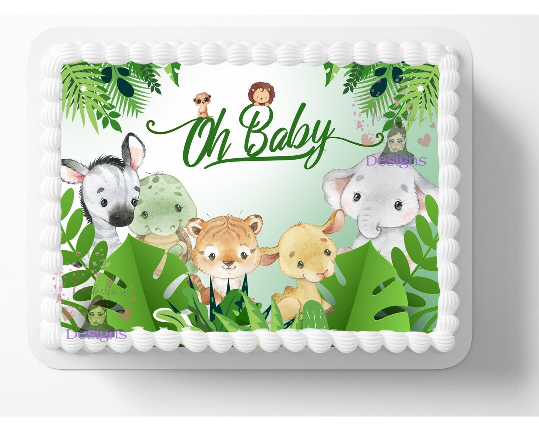 Baby Jungle Zoo Safari Animals Edible Image OH Baby! Themed Baby Shower ...