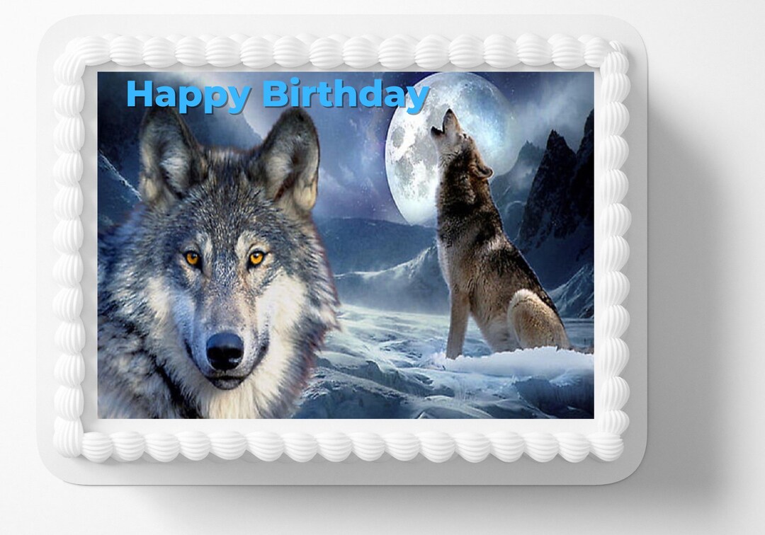 Howling Wild Wolves Edible Image Cake Topper Frosting Sheet Wolf Edible ...