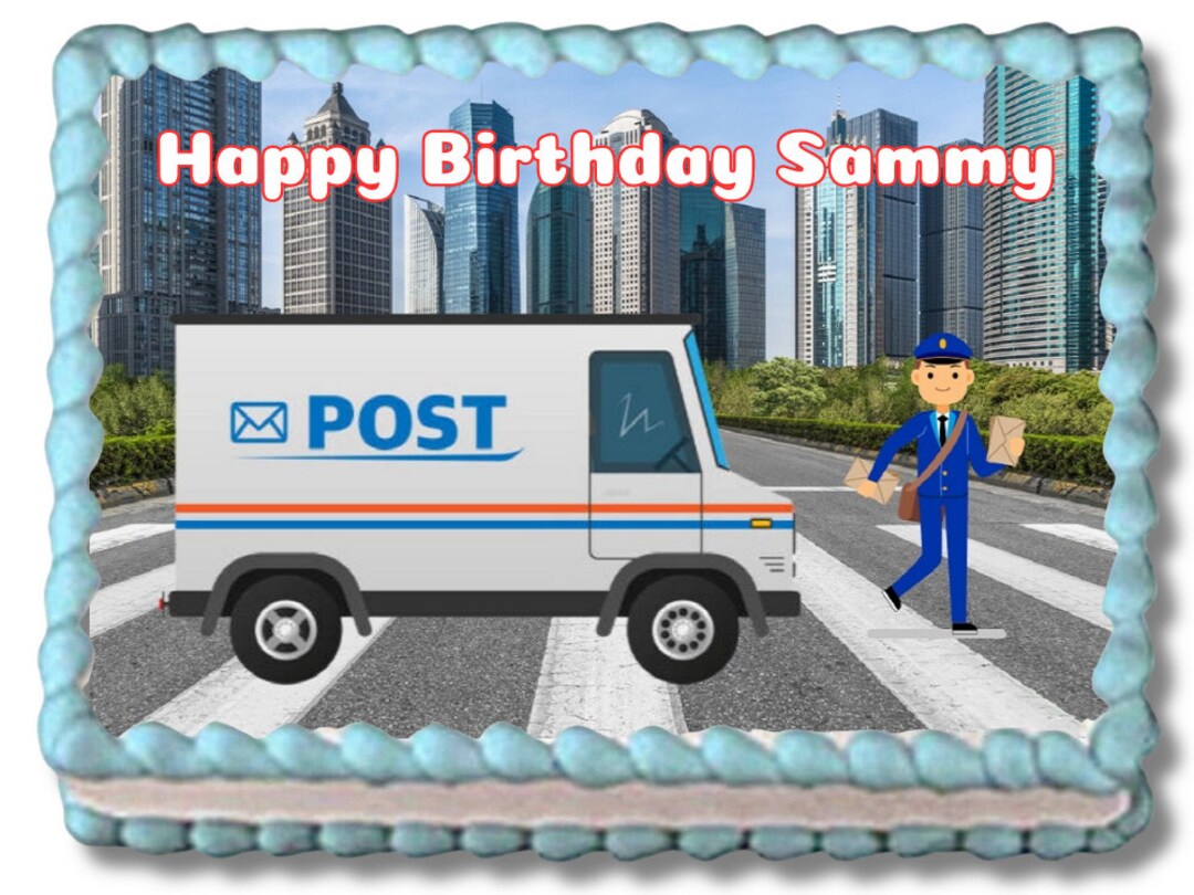 Mail Truck Postman Mailman Themed Boys Birthday Party Cake Topper ...