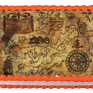 Personalized Pirate Treasure Map, Vintage Look Maps Image Edible Cake ...