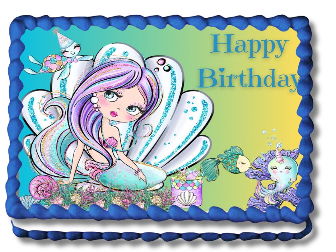 Mermaid Mermaids Splish Splash Party Themed Edible Image Birthday Under ...