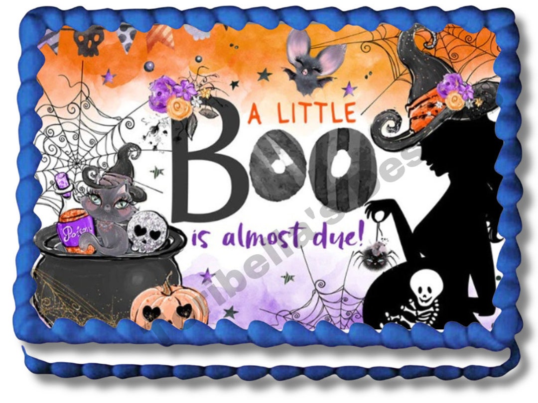 A Little Boo is Due Edible Image Birthday Halloween Baby Shower Ghost ...