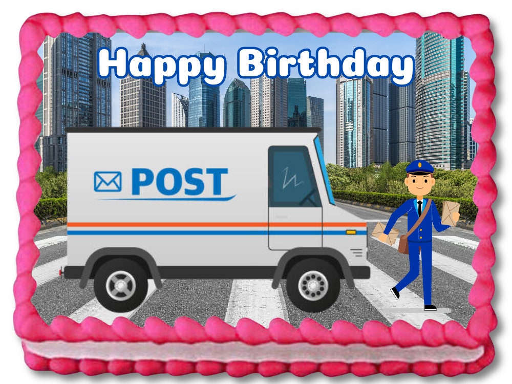 Mail Truck Postman Mailman Themed Boys Birthday Party Cake Topper ...