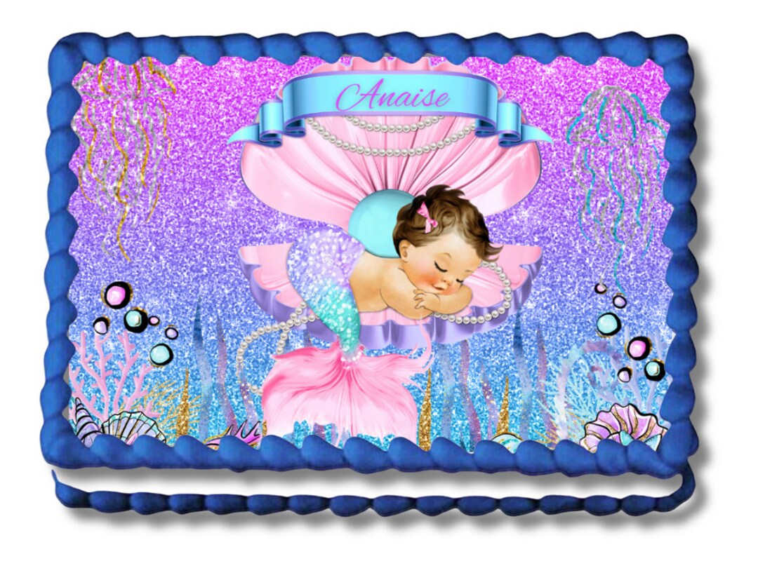 Baby Mermaid Mermaids Baby Shower Themed Edible Image Birthday Party ...