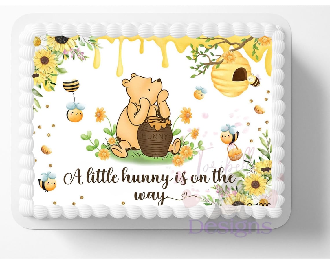 Pooh Baby Shower Edible Image Honey Oh Baby Bees & Hunny Gender Reveal ...