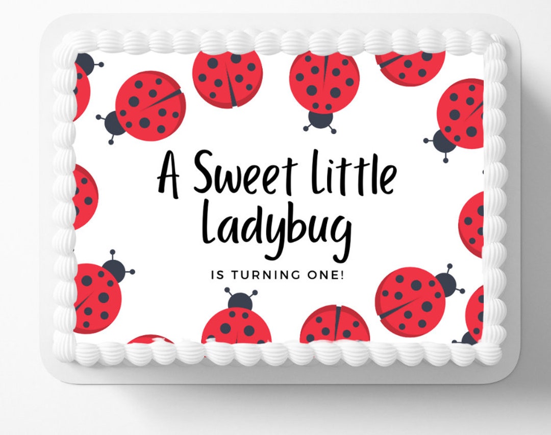 A Sweet Little Ladybug Edible Image Edible Baby Shower Cake Topper ...