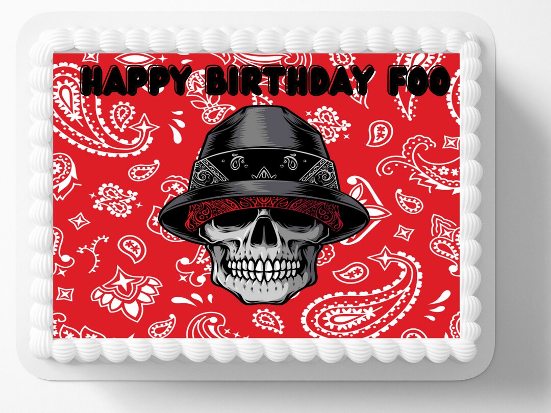 Happy Birthday Foo Cholo Vato Skull Image Edible Cake Toppers Frosting ...