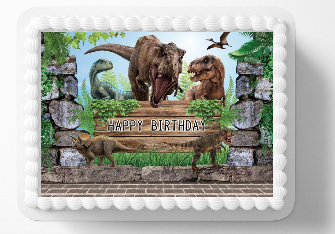 Dinosaur Edible Image T Rex Edible Cake Topper Birthday Cake Frosting ...