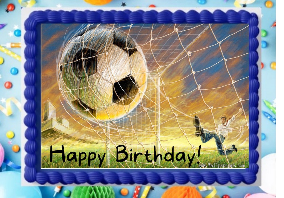 Soccer Football Sports Theme Edible Birthday Cake Topper Frosting ...