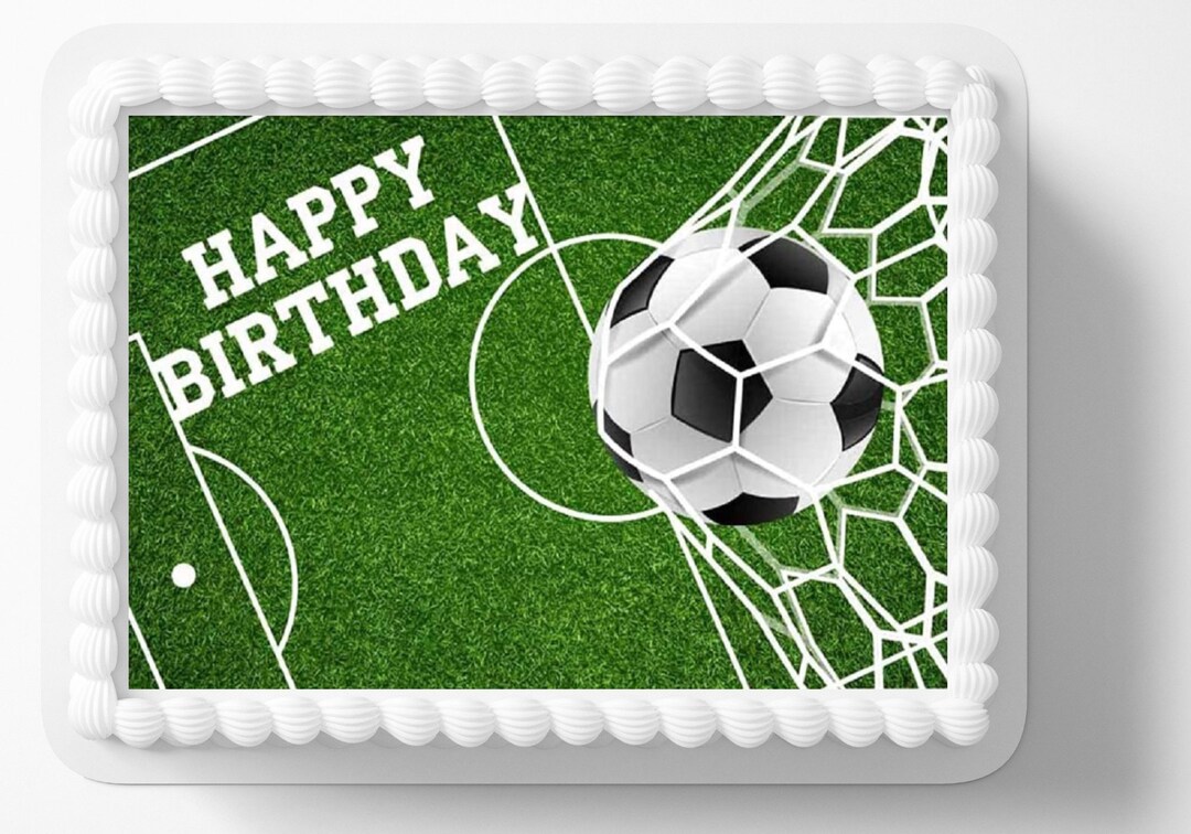 Soccer Football Sports Theme Edible Birthday Cake Topper Frosting ...