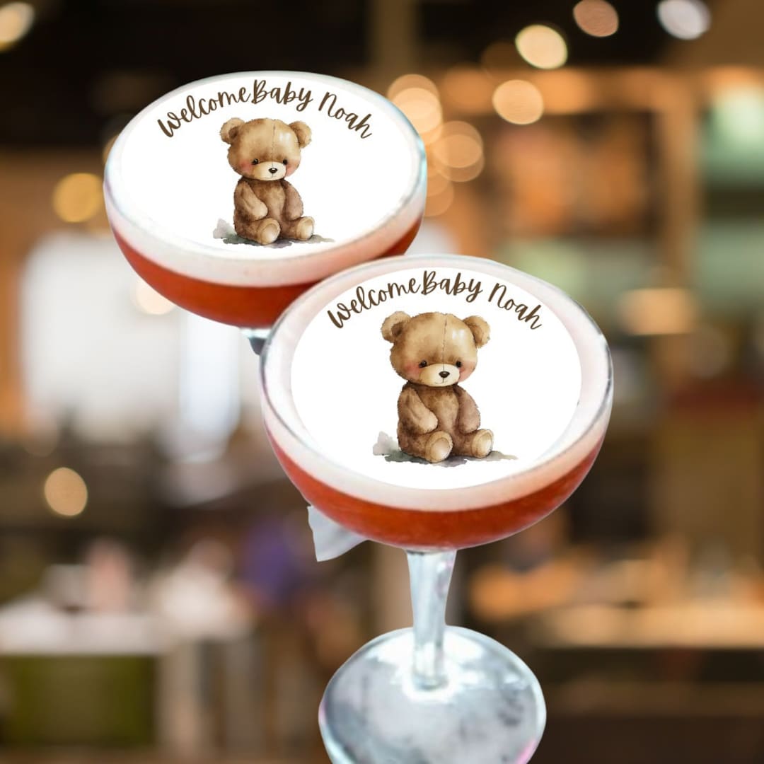 Baby Shower Teddy Bear Theme Edible Drink Cocktail Toppers Edible Drink ...