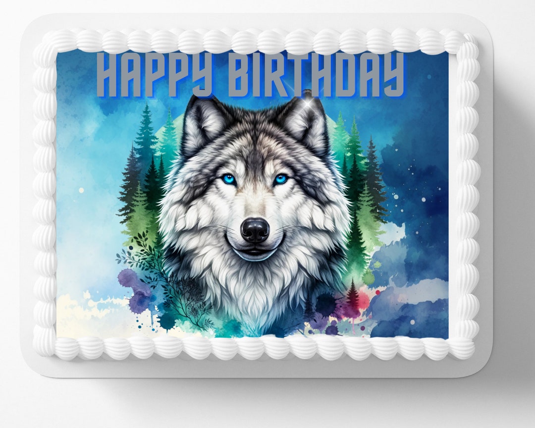 Beautiful Wolf Wolves Edible Image, Edible Cake Toppers, Teenager Birthday Cake Topper Frosting ...