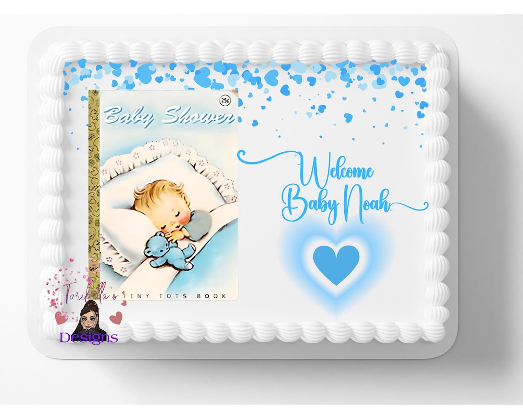 Vintage Baby Boy Edible Image Cute Baby Book Baby Shower Party Edible ...