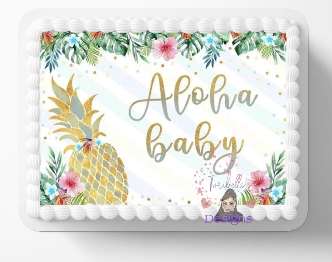 Aloha Baby Shower Edible Image Birthday Cake Topper Cookie Cupcake ...