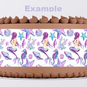 Mermaid Themed Edible Cake Border Decorations 3 Strip Set Birthday ...