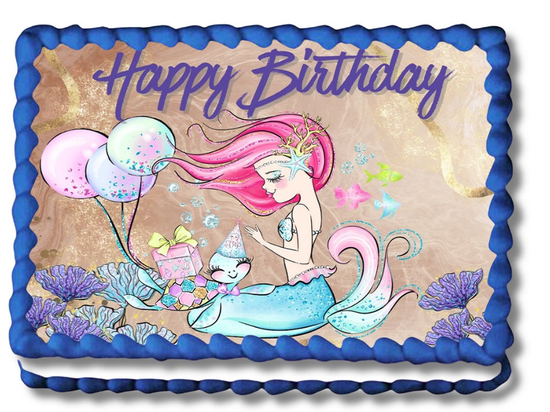 Mermaid Mermaids Splish Splash Party Themed Edible Image Birthday Under ...