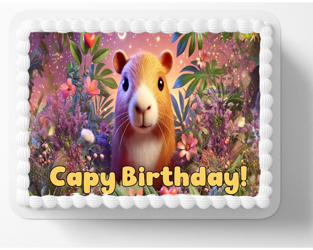 Cute Capybara Capy Birthday Edible Image Themed Edible Birthday Party ...