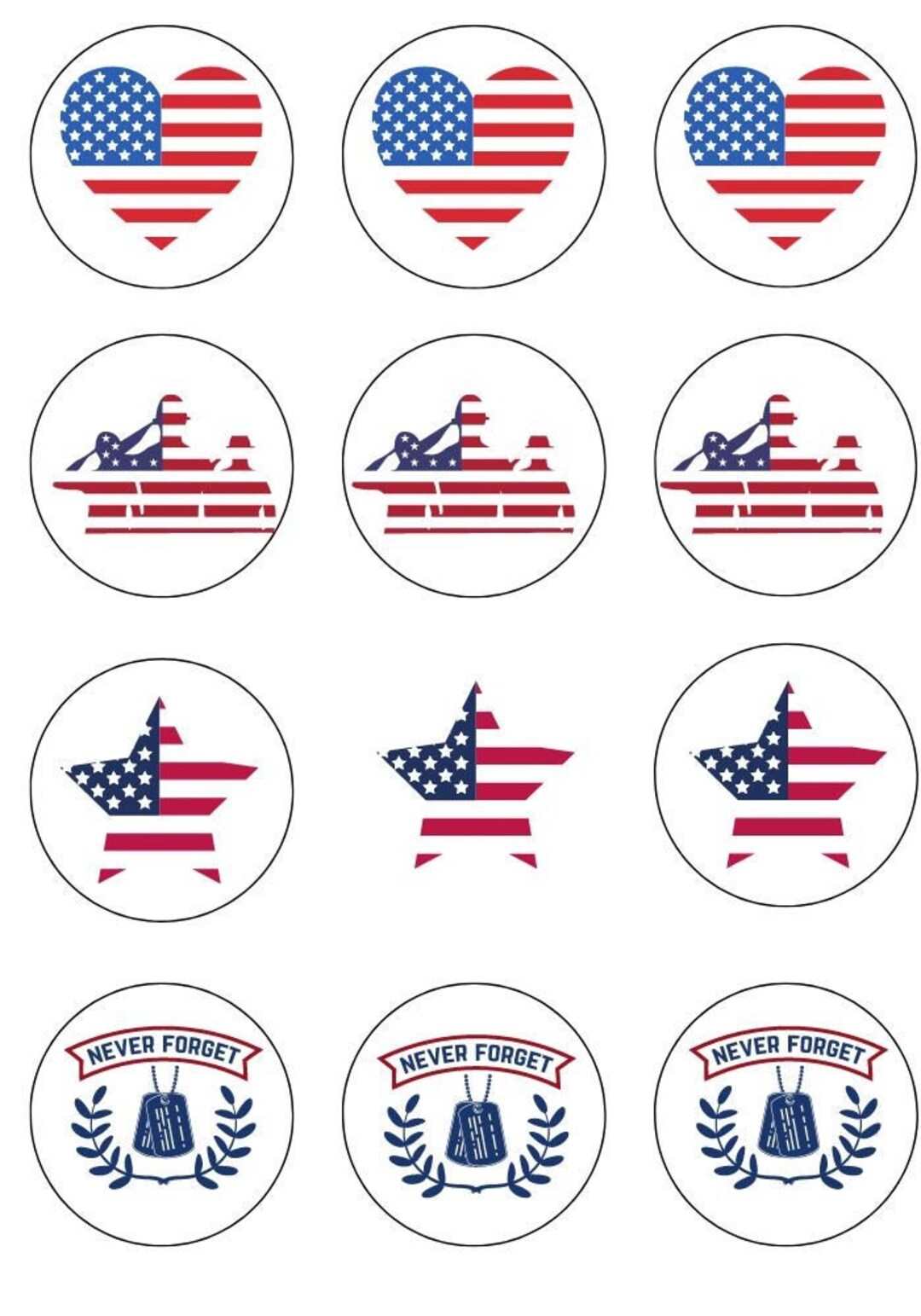 Memorial Day Edible Image Birthday Cake Cupcake Cookie Topper ...