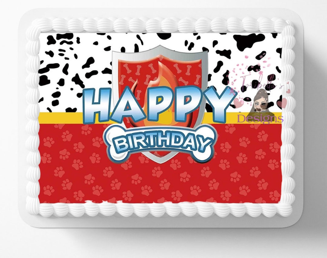 Dalmatian Puppy Edible Image Theme Happy Birthday Fireman Party Cake ...