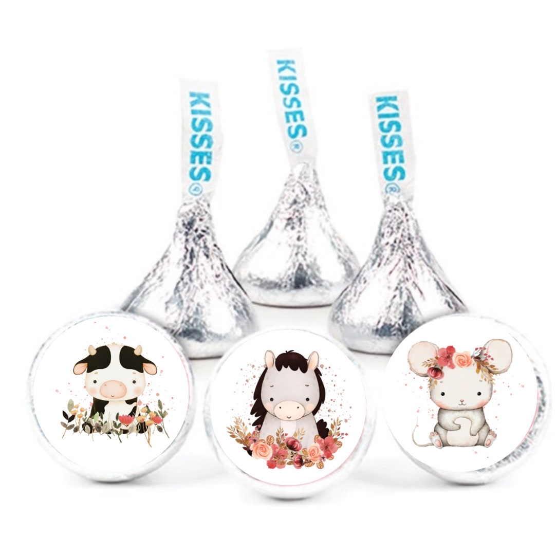 108 Farm Barn Animals Personalized Chocolate Kiss Candy Labels Birthday ...