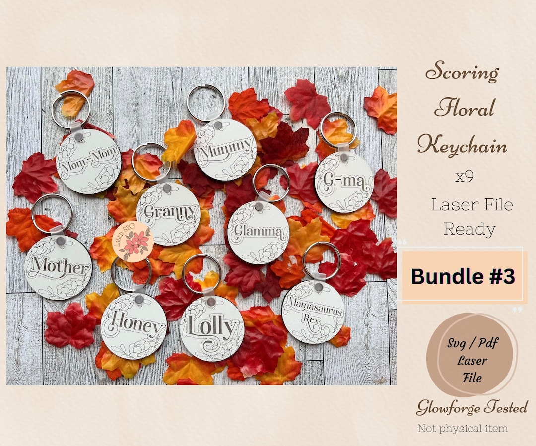 DIGITAL FILE, Bundle#3, Keychain Bundle, Floral Keychain, Mom Keychain ...