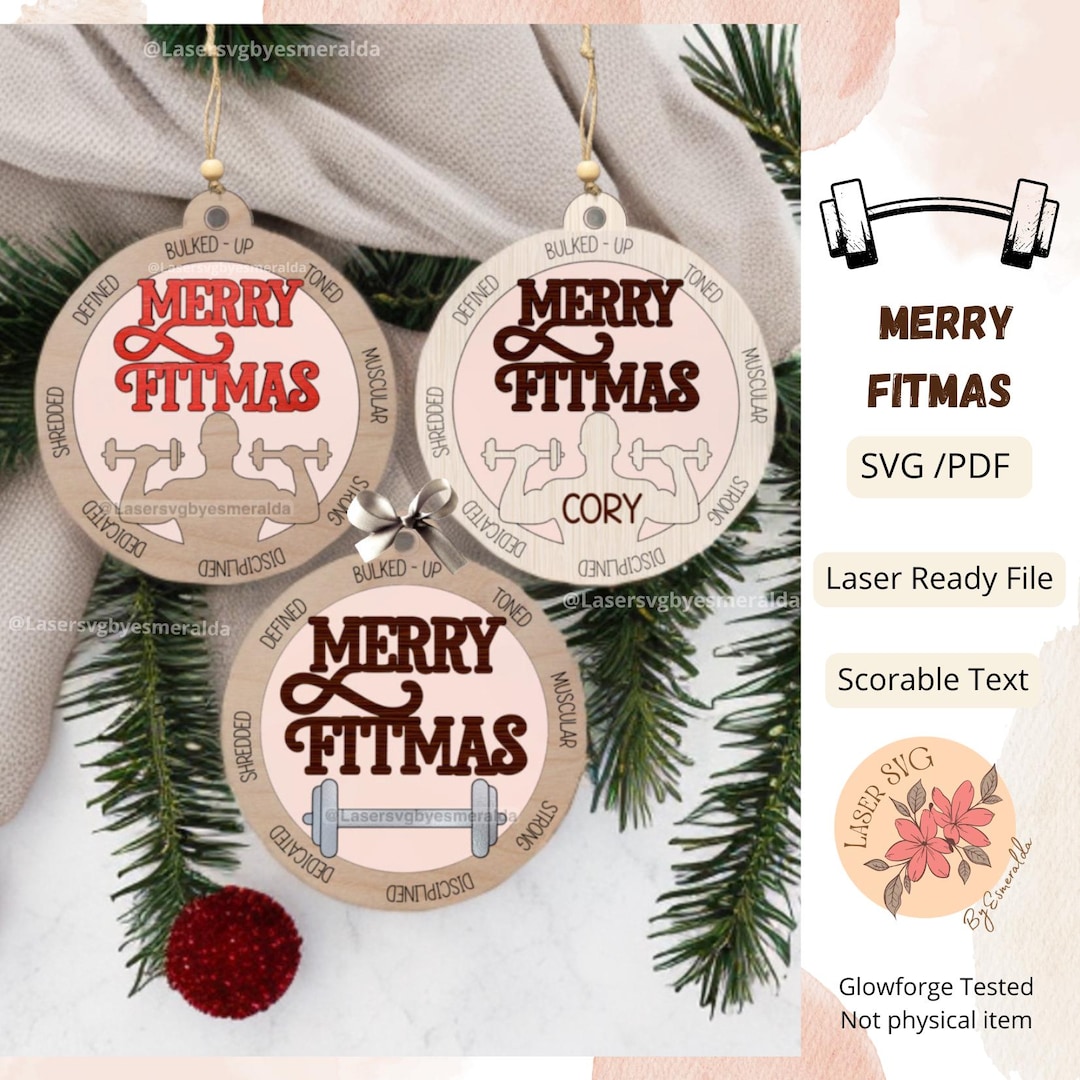DIGITAL FILE, Merry Fitmas Svg, Laser Cut Digital File, Gym Christmas ...