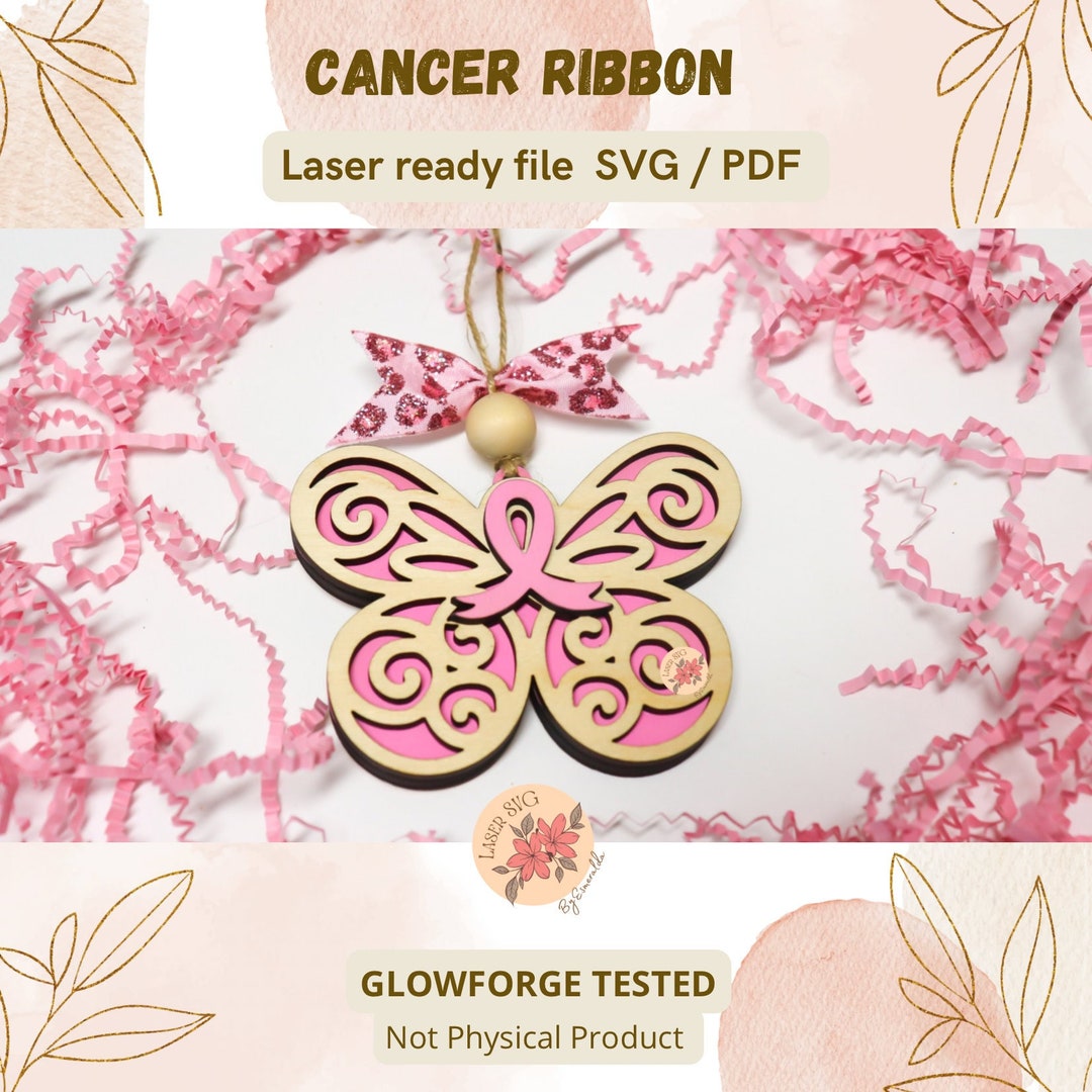 Cancer Survivor Ornament Laser Cut File: Pink Ribbon Memorial (SVG/PDF ...