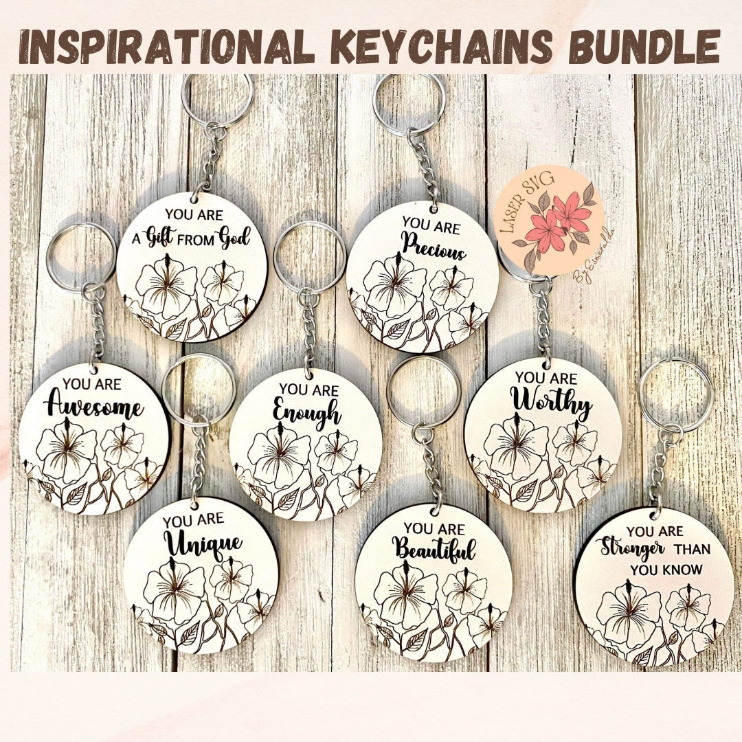 Inspirational Keychain Laser File Bundle: Glowforge SVG (digital File ...