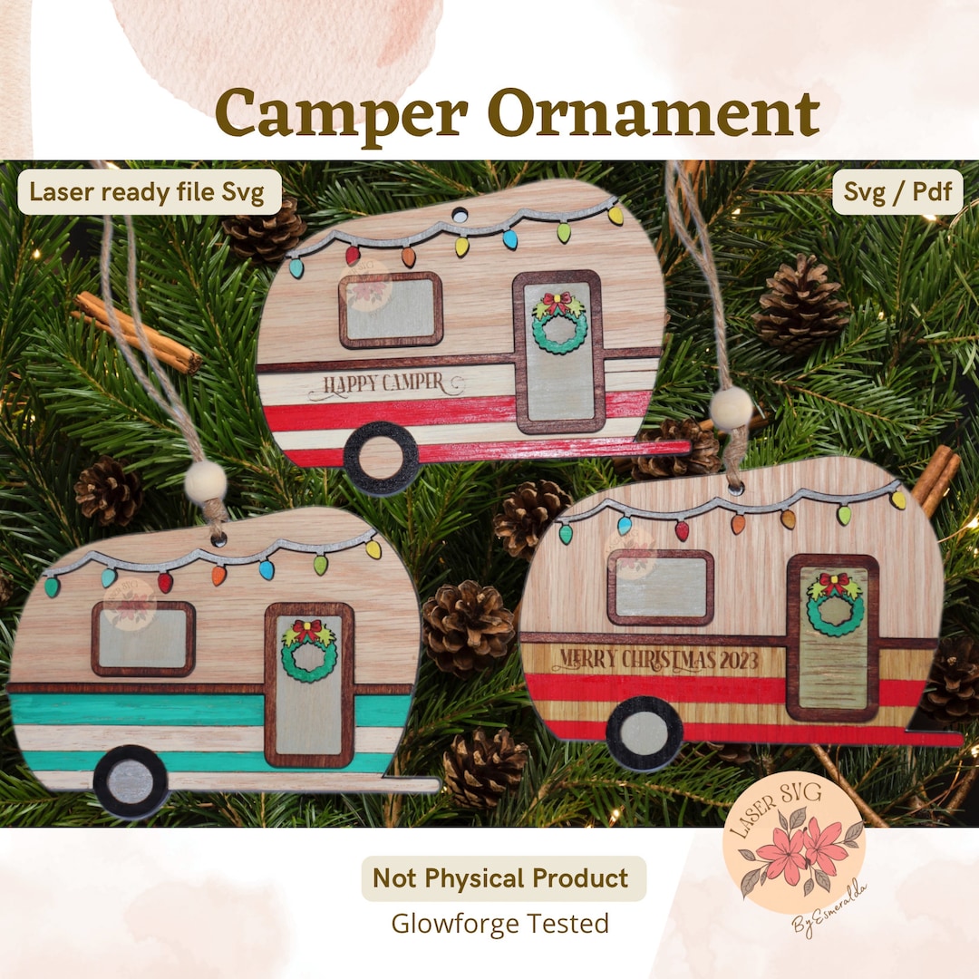 Camper Christmas Ornament Laser Cut File: RV Caravan (SVG/PDF) - Etsy