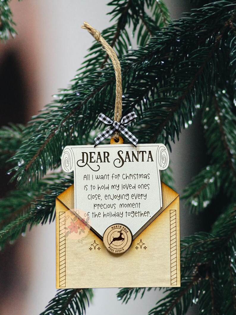 Dear Santa Letter Ornament SVG: Laser Cut Christmas Family Keepsake ...