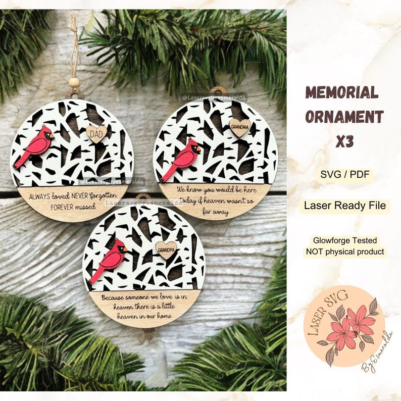 Memorial Ornament SVG: Cardinal Laser Cut File (digital File) - Etsy