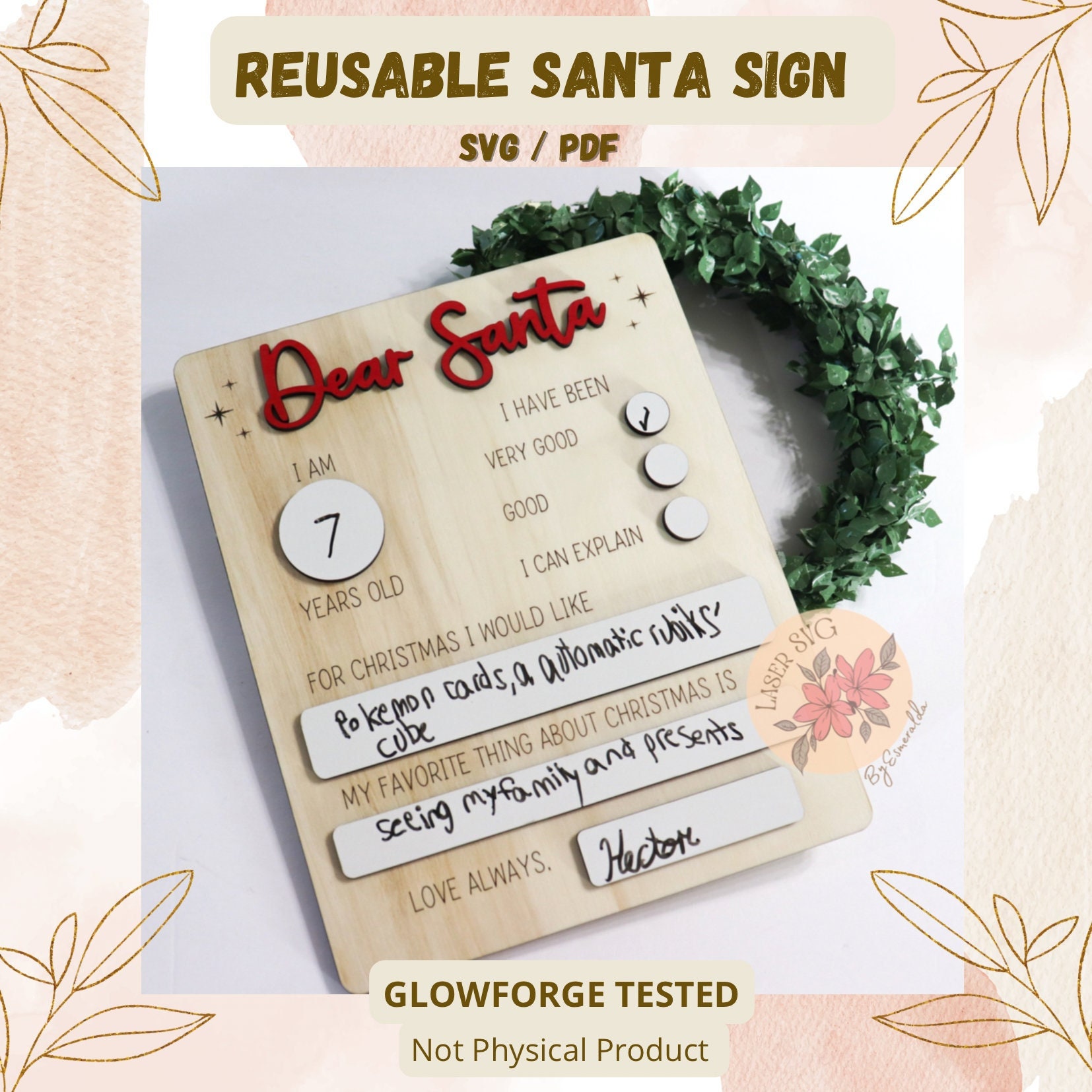 Dear Santa Letter Laser Cut File: Reusable Christmas Wish List (SVG/PDF ...