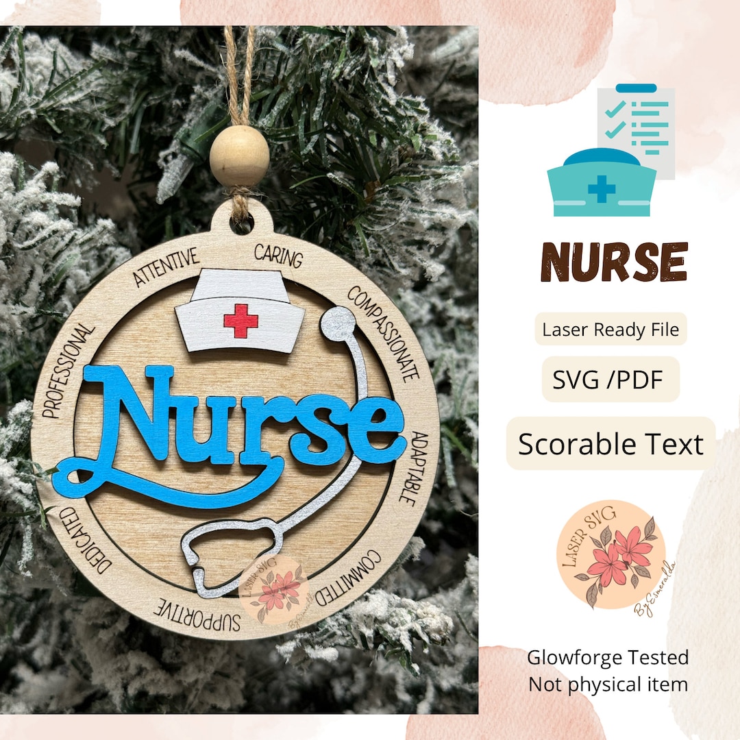 Nurse Christmas Ornament SVG Laser Cut File (digital File) - Etsy
