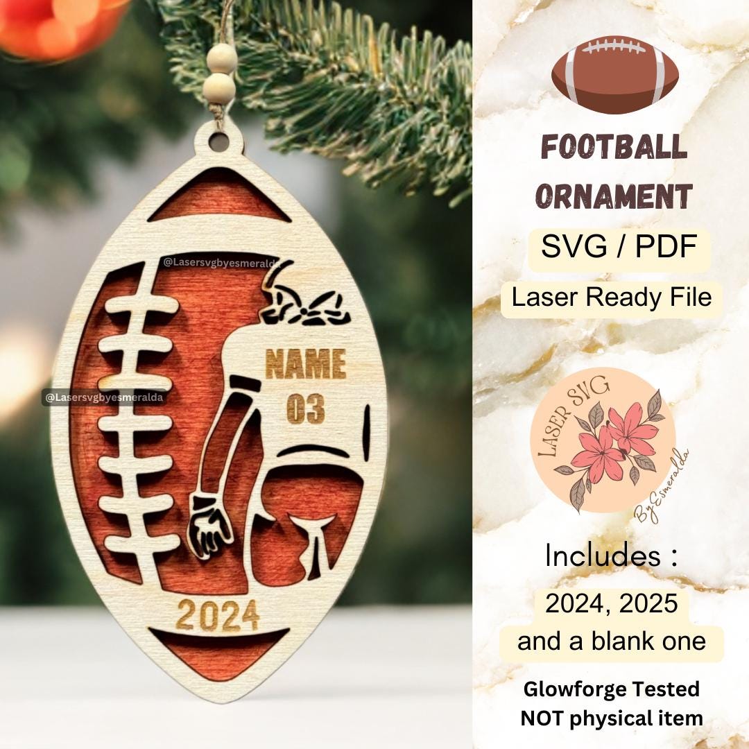 Football Ornament SVG: Laser Cut Files (digital File) - Etsy
