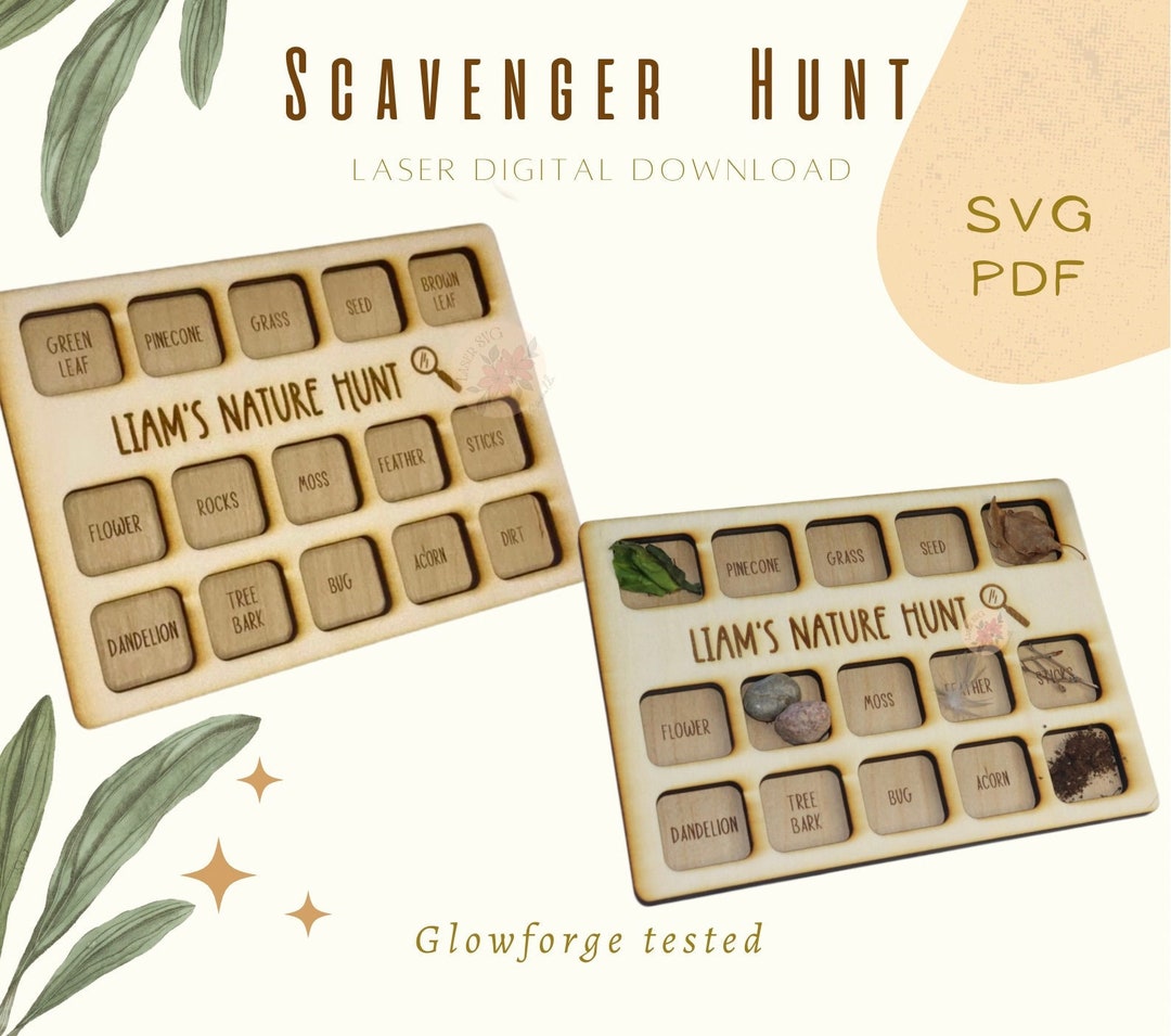 DIGITAL FILE, Outdoor Activity, Nature Scavenger Hunt, Laser Cut File ...
