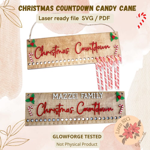 Countdown Christmas Candy Cane Etsy