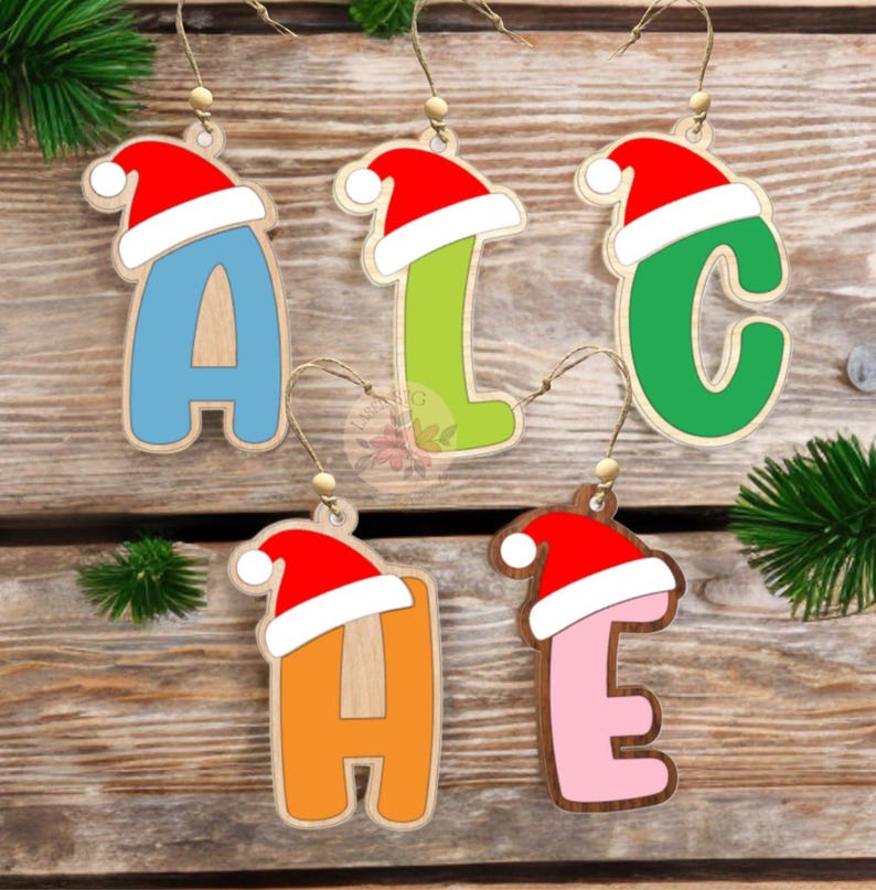 Laser Cut Alphabet Ornament SVG File: Christmas Tag (digital Download ...