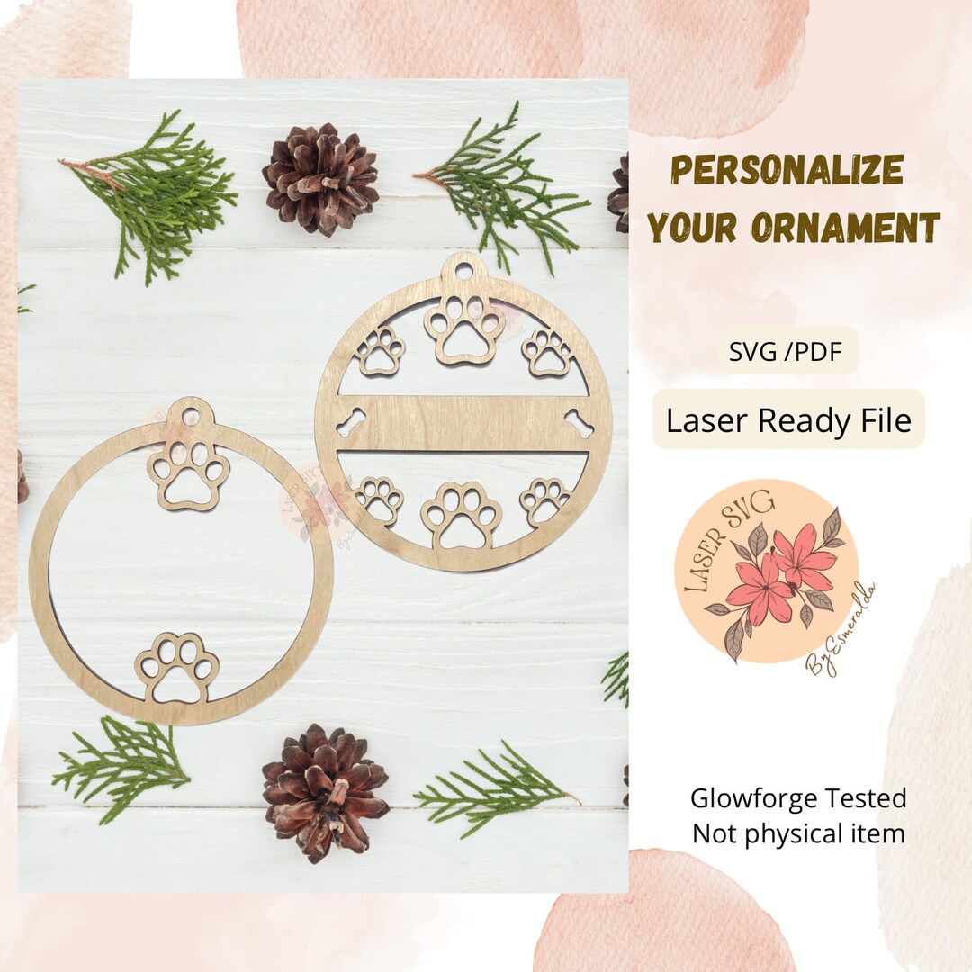 DIGITAL FILE X2, Blank Paw Print Ornament to Customize, Blank Paw Print ...