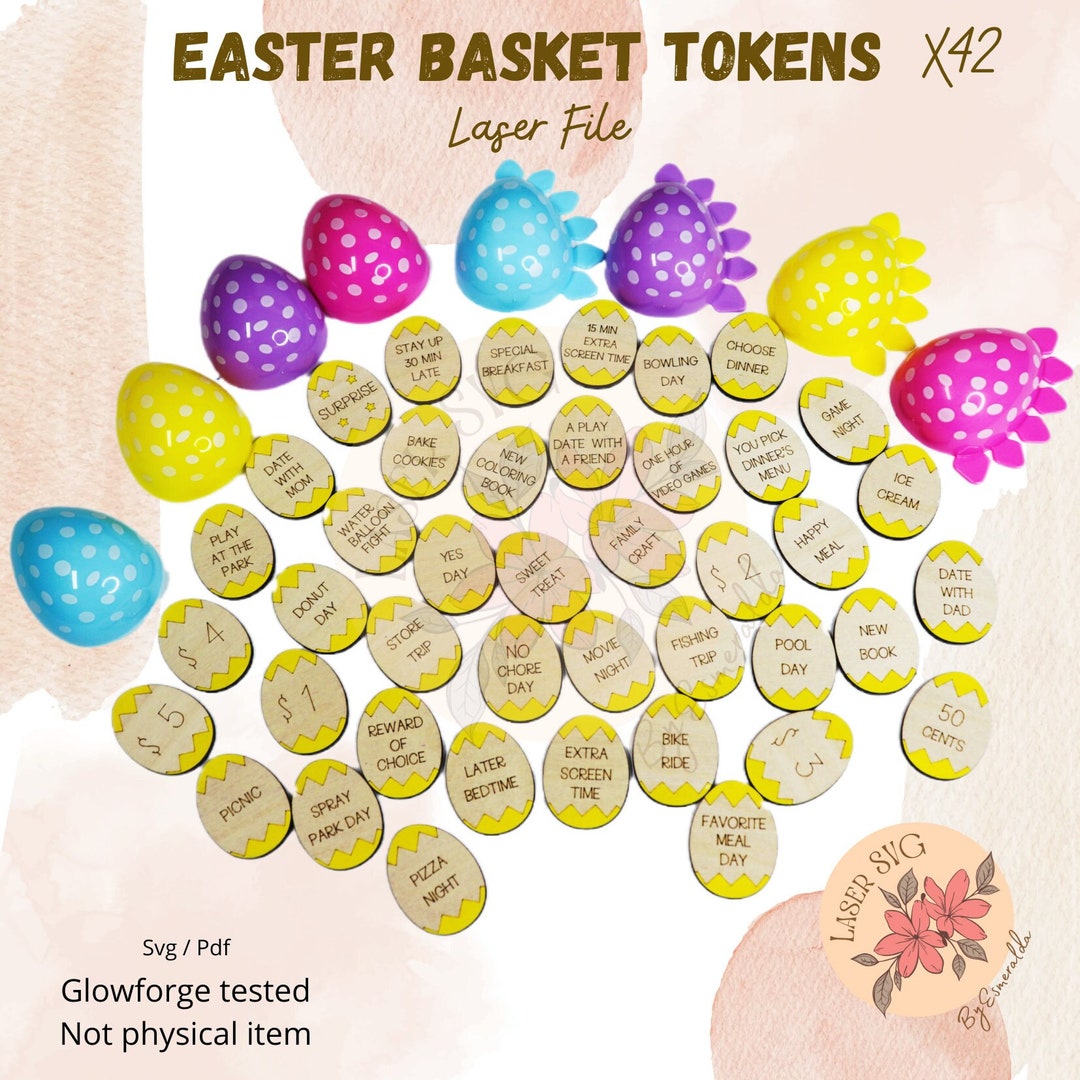 DIGITAL FILE, 42 Easter Tokens, Easter Basket Tokens, Easter Laser File ...
