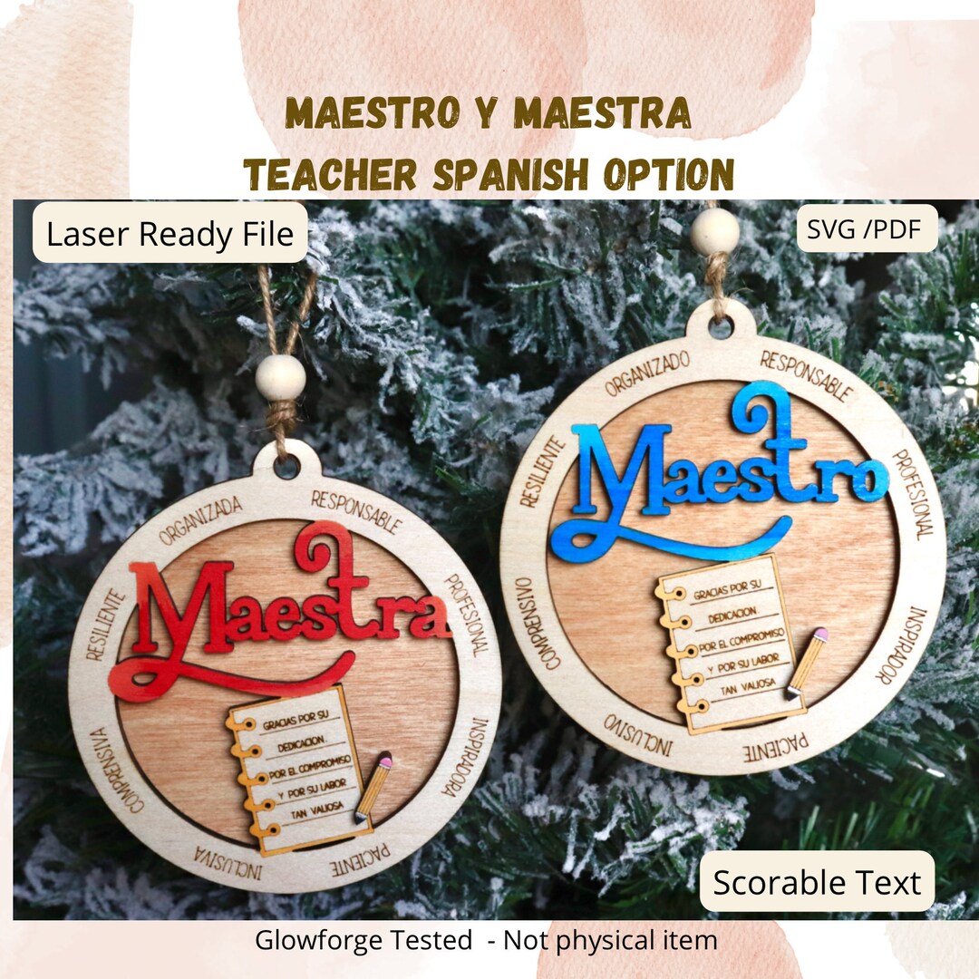 DIGITAL FILE, Spanish Laser Files, Maestro Svg, Maestra Svg, Teacher ...