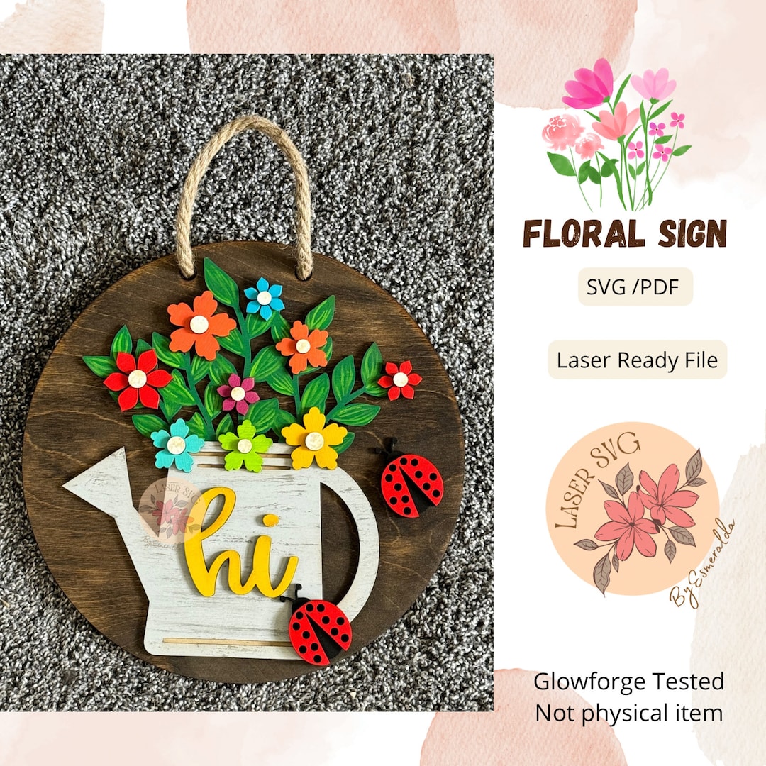 Summer Floral Door Sign SVG | Summer Laser Files | Welcome Door Sign ...