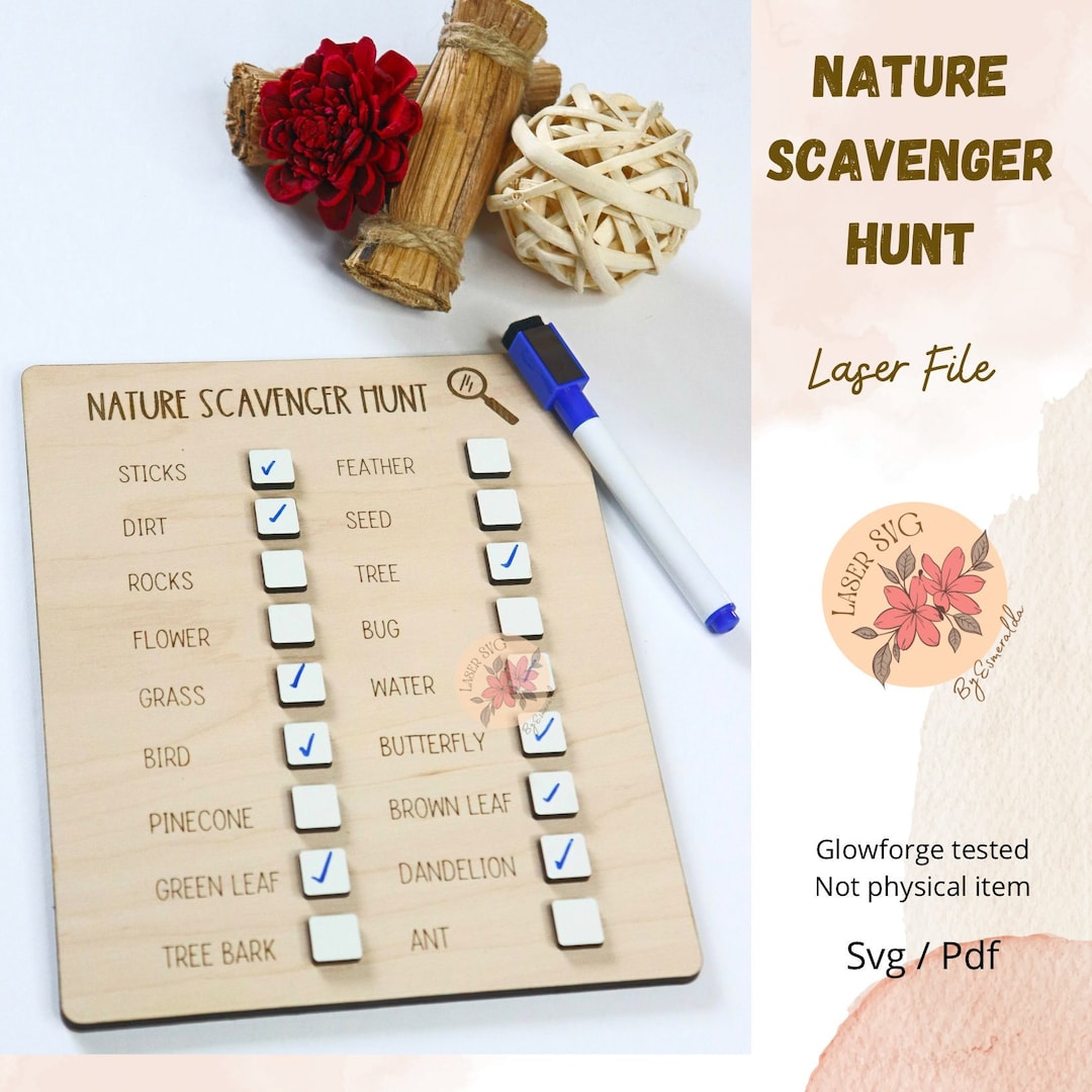 DIGITAL FILE, Nature Scavenger Hunt Board Svg, Outdoor Playpersonalised ...