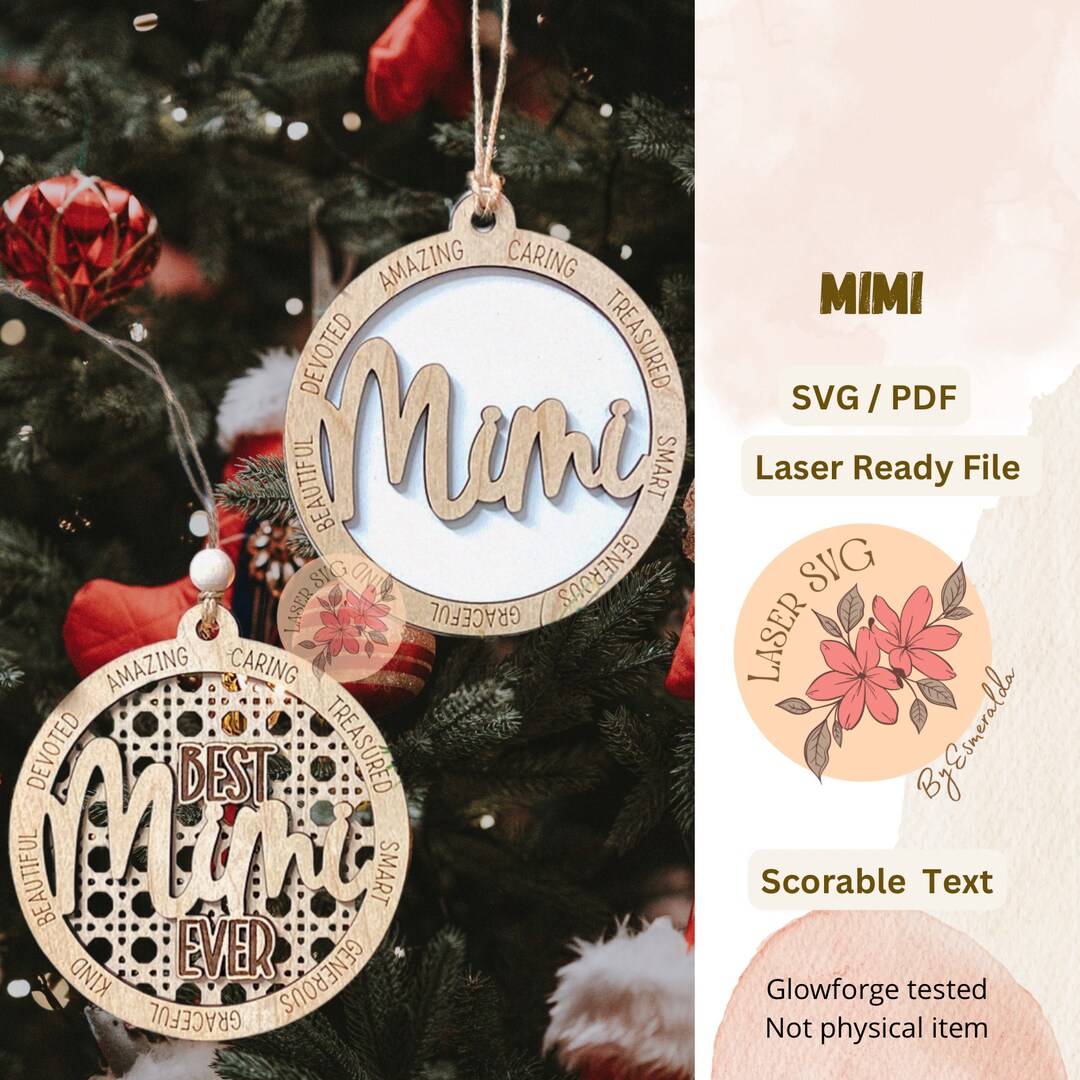 DIGITAL FILE, Best Mimi Ever Ornament Svg, Car Charm Laser Files ...