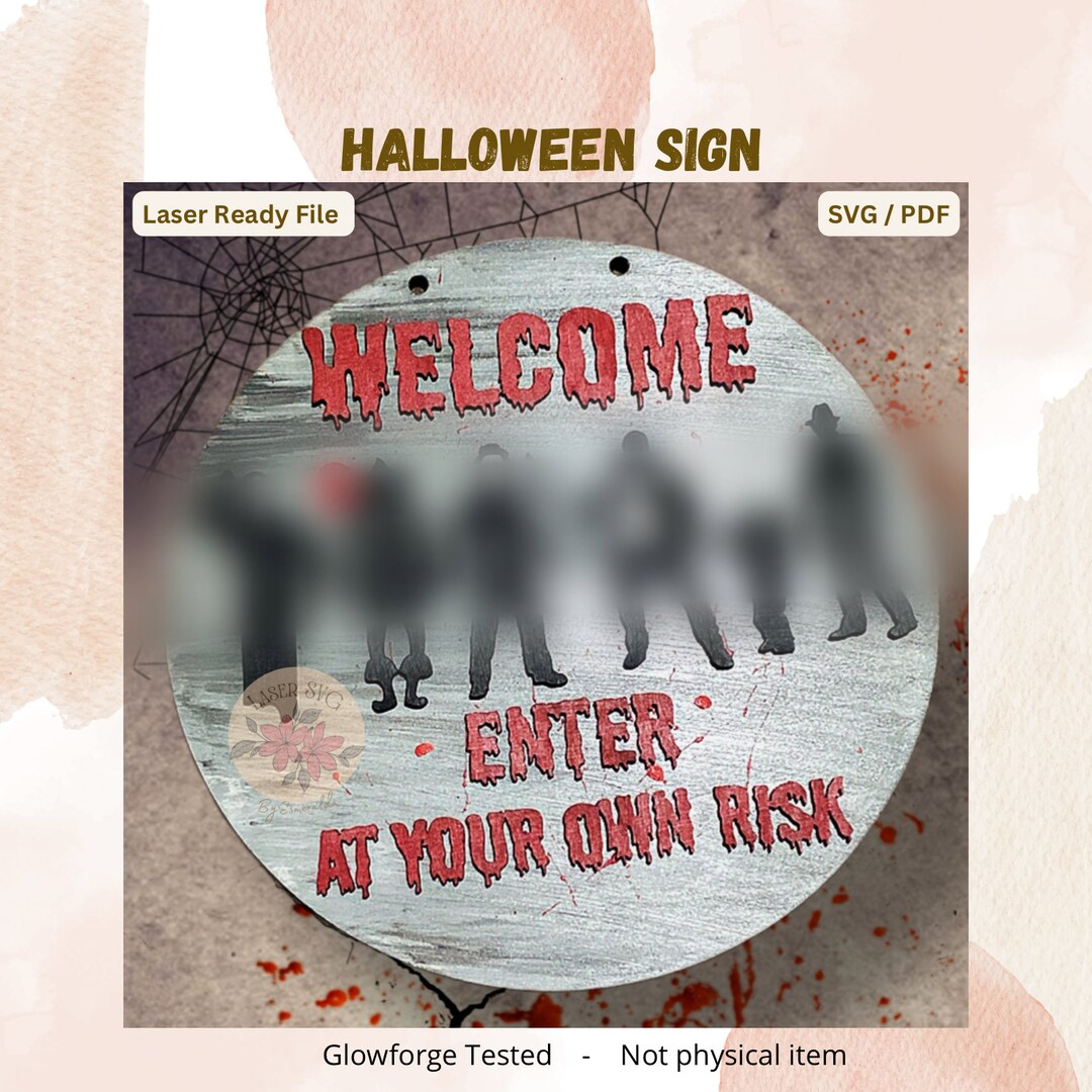 DIGITAL FILE, Halloween Sign, Halloween Door Sign, Wood Sign SVG, Laser ...